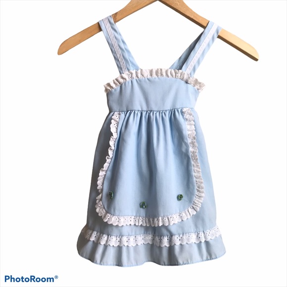 Vintage | Dresses | Vintage Evy Of California Blue Apron Lace Dress ...
